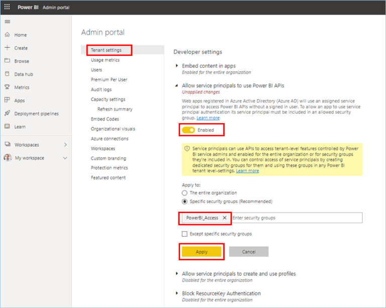 Configure access to Power BI Rest API – Peek Data Consultancy